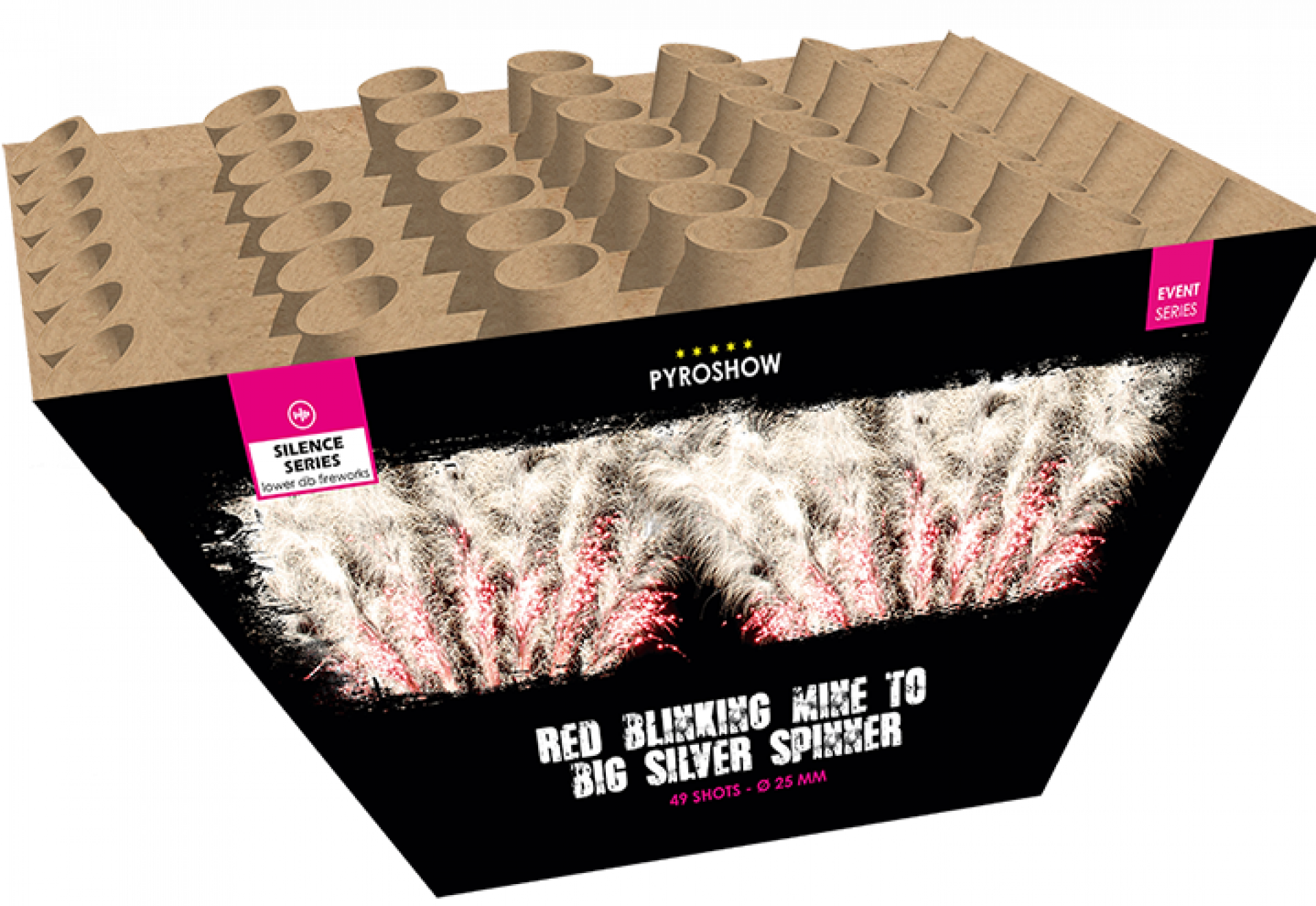 Red Blinking mine to big silver spinner - Breda Vuurwerk